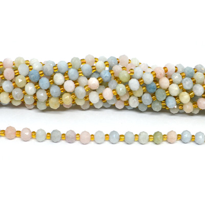 Beryl Faceted Rondel 4x6mm strand 51 beads - Beads incl Pearls-Gemstone ...