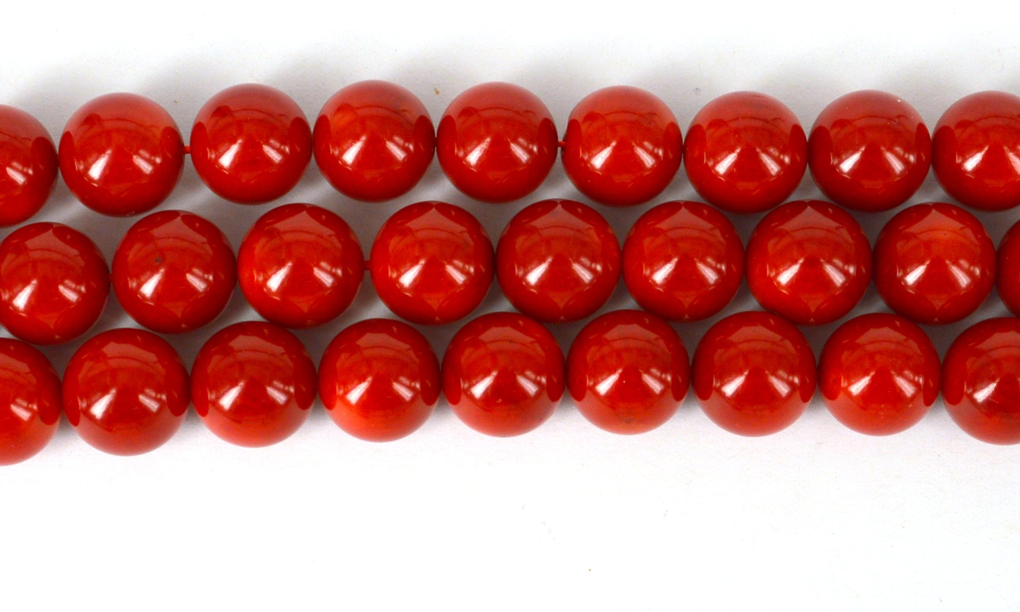 Red Coral AAA 12mm Polished Round beads per strand 33 Beads - Red ...