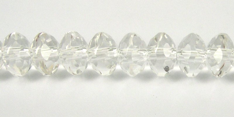 Clear Quartz fac 9x6mm rondel bead - Clear : Beads incl Pearls-Gemstone ...