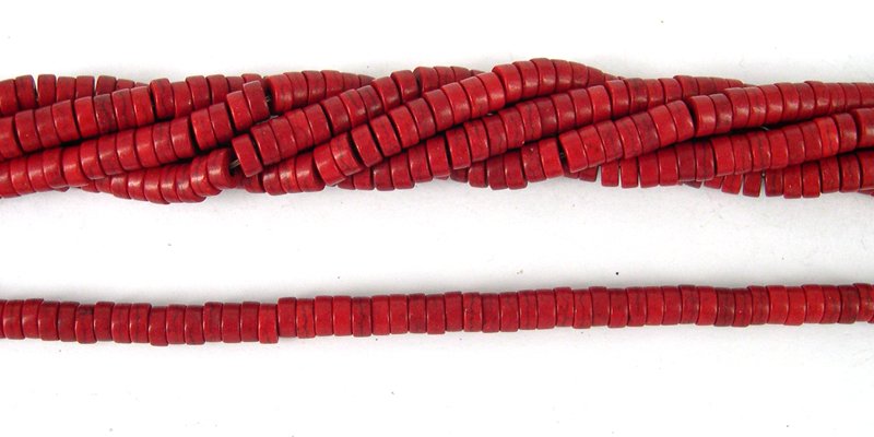 Howlite Dyed Heshi 3x6mm Red beads per strand 120Beads - Red : Beads ...