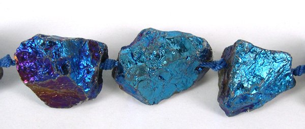 Titanium plated quartz Blue nuggets - Blue : Beads incl Pearls-Gemstone ...