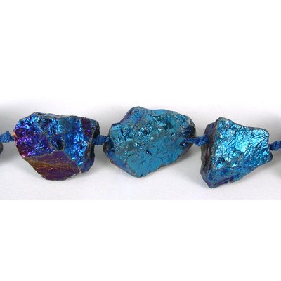 Titanium plated quartz Blue nuggets - Blue : Beads incl Pearls-Gemstone ...
