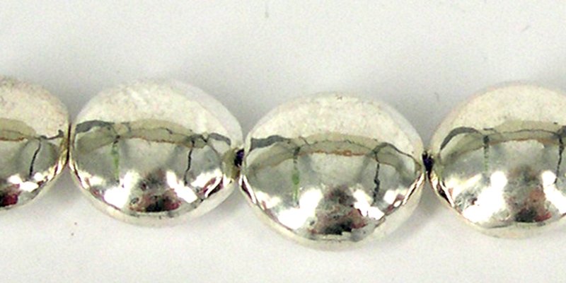 Sterling Silver Plated Resin Puff Coin Bead 18x18mm 10 per strand ...