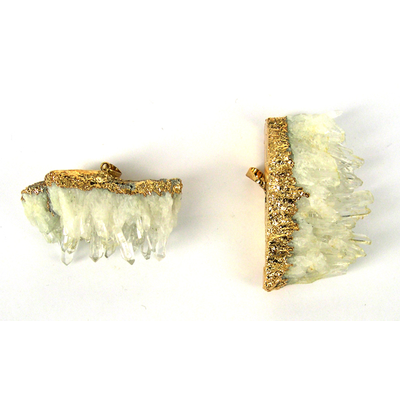 Clear Quartz Geode 40x60mm Pendant Gold - Pendant : Beads incl Pearls ...