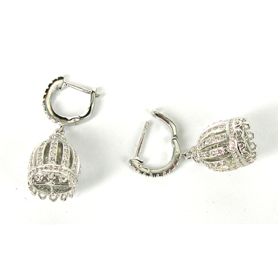 Rhodium plate brass CZ Earring/Cap 30mm PAIR - Earwire/sheppard ...